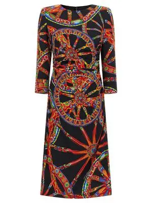 Dolce & Gabbana Carretto Print Silk Midi Dress - Multicolor