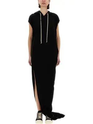 Rick Owens Long Dress With Hood - Black