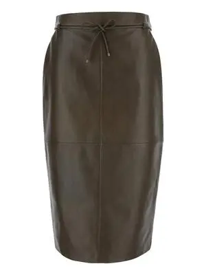 Max Mara Max Mara Leather Midi Skirt Multicolor