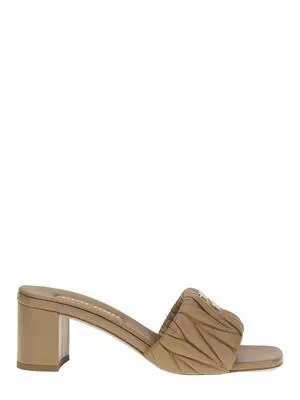 Miu Miu Logoed Sandals - Cream