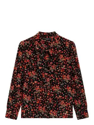 Gucci Printed Silk Shirt With Bow In /red - Black