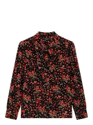 Gucci Printed Silk Shirt With Bow In /red - Black