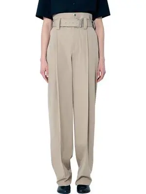 Bottega Veneta Compact Cotton Belted Pants - Cream