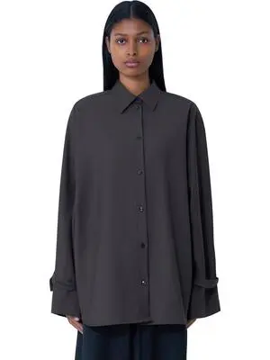 TOTEME TOTÊME Tie-cuff Wool Shirt Brown