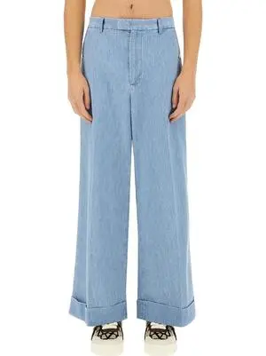 Valentino Garavani Wide Fit Denim Trousers - Blue