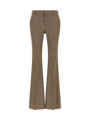 Saint Laurent Prince Of Wales Houndstooth Trousers - Brown