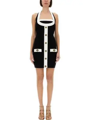 Balmain Two-tone Dress - Black