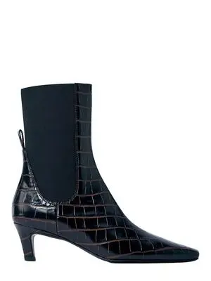 TOTEME Croc-embossed Leather Boots - Brown
