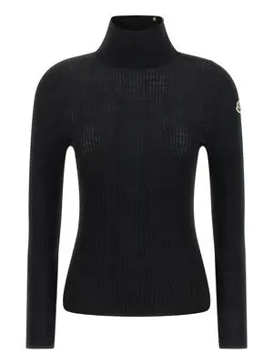 Moncler Logo Turtleneck Sweater - Black