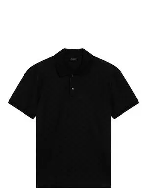 Gucci Gg Jacquard Technical Jersey Polo Shirt - Black