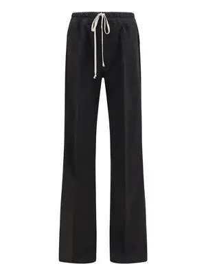 Rick Owens Dietrich Drawstring Trousers In Brushed Twill - Black