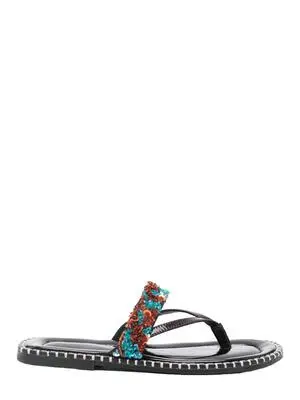Dries Van Noten DRIES VAN NOTEN Embroidered Leather Thong Sandals Multicolor