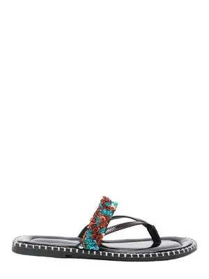 Dries Van Noten Embroidered Leather Thong Sandals - Multicolor