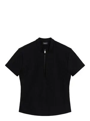 Gucci Gg Jacquard Jersey T-shirt With Half Zip - Black