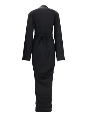 Rick Owens Wrap Draped Long Dress - Black