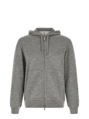 Brunello Cucinelli Cashmere And Silk Hoodie - Gray