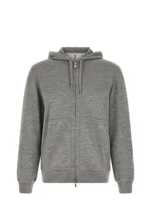 Brunello Cucinelli Cashmere And Silk Hoodie - Gray