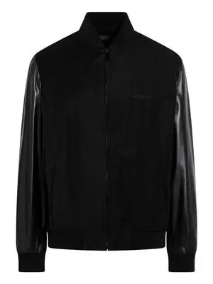 Gucci Fabric Bomber With Nappa Leather Sleeves - Black