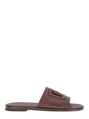 Dolce & Gabbana Grained Leather Sandals - Brown