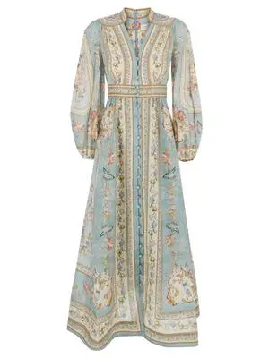 Zimmermann Roselight Long Linen Dress - Multicolor