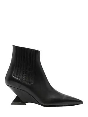 Attico Leather Wedge Heel Shoes - Black