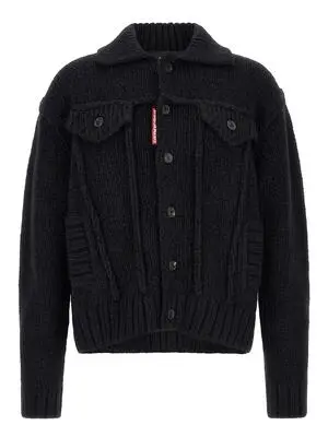 Dsquared2 Logo Patch Cardigan - Blue