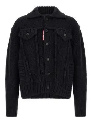 Dsquared2 Logo Patch Cardigan - Blue