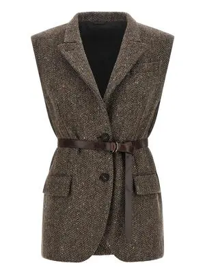 Brunello Cucinelli Mélange Wool Vest - Brown