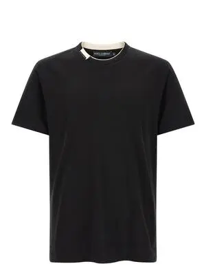 Dolce & Gabbana Double-layer Collar T-shirt - Black
