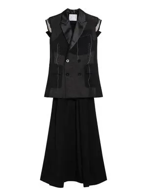 Sacai Wool Organza Vest - Black