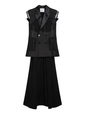 Sacai Wool Organza Vest - Black