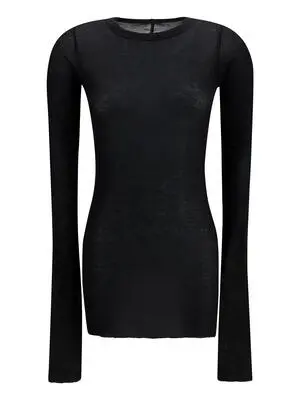 Rick Owens RICK OWENS Ribbed Knit Long-Sleeve Top Black
