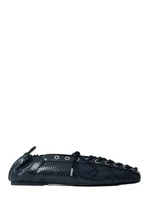 GANNI GANNI Eyelet Lace-Up Ballerina Flats Black