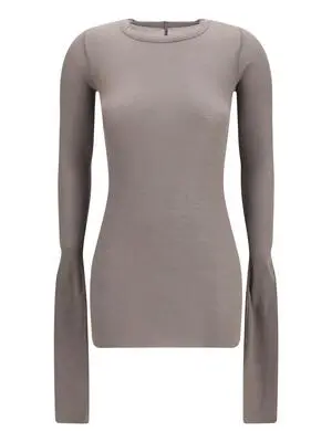 Rick Owens Long-sleeve Ribbed Knit Top - Gray