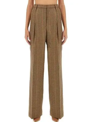 Dries Van Noten Wool Check Pattern Trousers - Brown