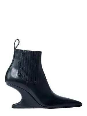 Rick Owens Leather Wedge Ankle Boots - Black