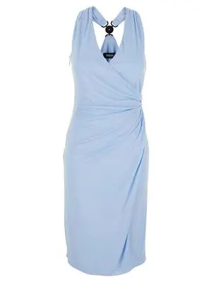 Versace Viscose V-neck Midi Dress With Medusa Plaque - Multicolor