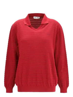 Miu Miu Cotton V-neck Sweater - Multicolor