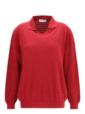 Miu Miu Cotton V-neck Sweater - Multicolor