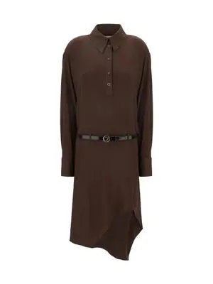 Coperni COPERNI Asymmetrical Belted Shirt Dress Multicolor