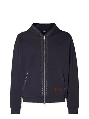Fendi Cotton Zip-up Hoodie - Blue