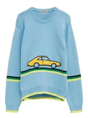 JW Anderson Car-intarsia Striped Knit Jumper - Blue