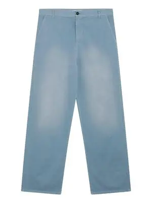 Miu Miu Garment-dyed Cotton Twill Trousers In Astral - Blue