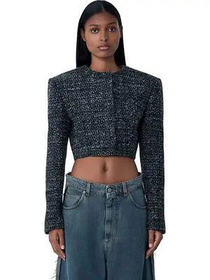 DIESEL® Tweed Crop Jacket - Black