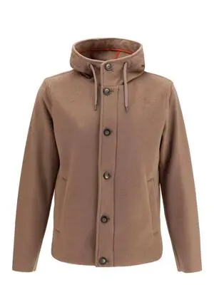 Herno HERNO Hooded Button-Front Jacket Brown