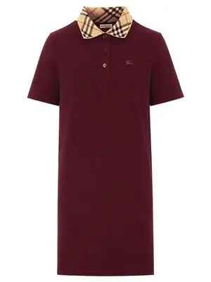 Burberry Check Collar Polo Dress - Red
