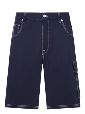 Fendi Cotton Canvas Cargo Bermuda Shorts - Blue