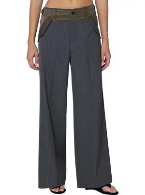 Sacai Bi-material Pinstripe Trousers - Gray