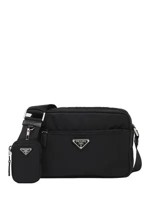 Prada Re-nylon And Saffiano Leather Shoulder Bag - Black