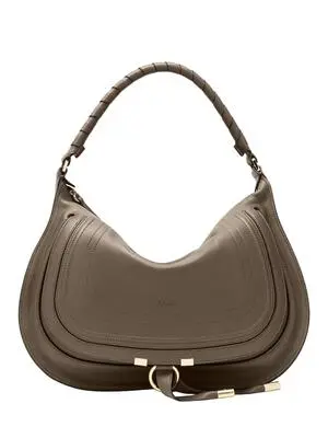 Chloé Taupe Marcie Shoulder Bag In Leather - Brown
